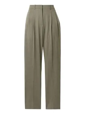Stella McCartney Pleated Wool-twill Tapered Trousers - Army Green