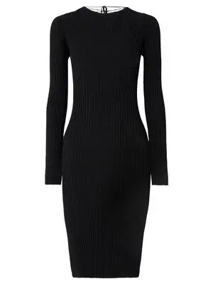 Stella McCartney Lace-up Ribbed-knit Dress - Black