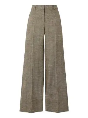 Stella McCartney Herringbone Wool-blend Wide-leg Pants - Brown