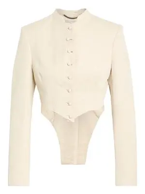 Stella McCartney Cropped Cotton And Linen-blend Twill Jacket - Ecru