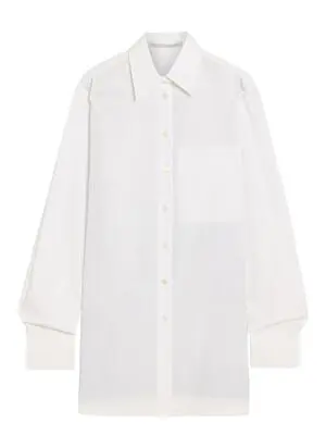 Stella McCartney Printed Silk-crepe And Cotton-poplin Shirt - White