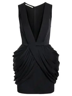 Stella McCartney Pleated Satin-crepe Mini Dress - Black