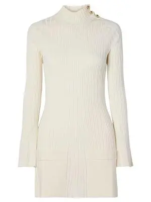 Stella McCartney Ribbed-knit Mini Dress With Button Detailing - Ivory