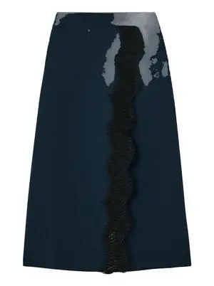 Stella McCartney Wrap-effect Lace-trimmed Midi Skirt - Navy