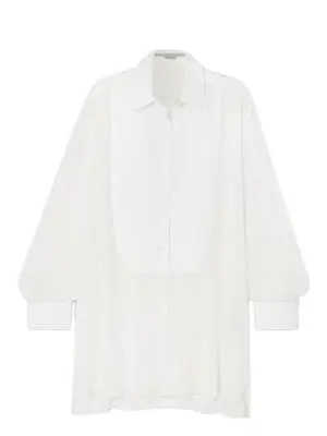 Stella McCartney Paneled Cotton-piqué And Silk-chiffon Shirt - Ivory