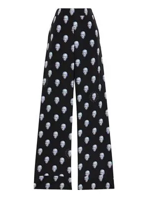 STELLA MCCARTNEY + SORAYAMA Printed Silk Crepe De Chine Wide-leg Pants - Black