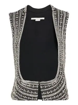 Stella McCartney Crystal-embellished Wool-twill Vest - Black