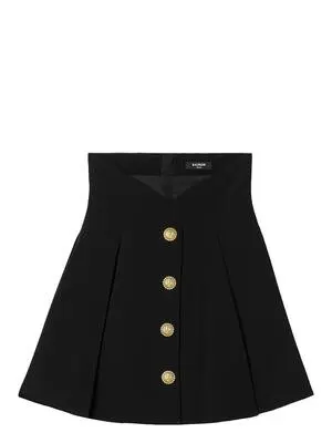 Balmain Button-embellished Pleated Mini Skirt - Black