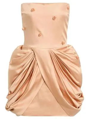 Stella McCartney Strapless Embellished Draped Mini Dress - Peach