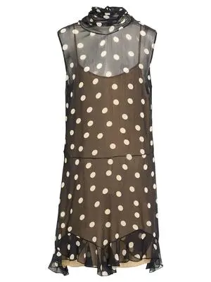 Stella McCartney Ruffled Polka-dot Silk-georgette Dress - Black