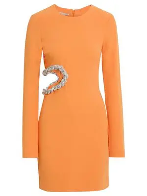 Stella McCartney Embellished Cutout Crepe Mini Dress - Orange