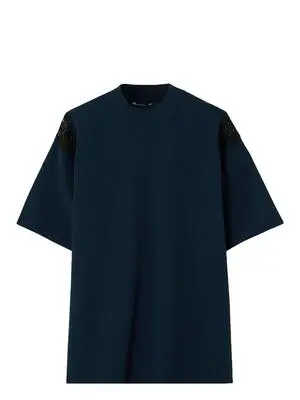 Stella McCartney Lace-trimmed Jersey T-shirt - Navy