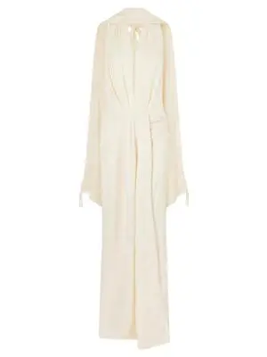 Johanna Ortiz Tasseled Satin-jacquard Halterneck Maxi Dress - Ecru