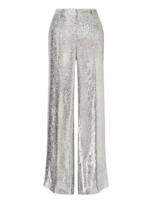 Stella McCartney Metallic Fil-coupé Crepe Straight-leg Pants - Silver