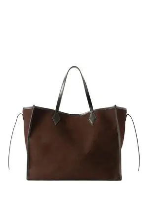 METIER Chameleon 41 Large Leather-Trimmed Nubuck Tote Brown