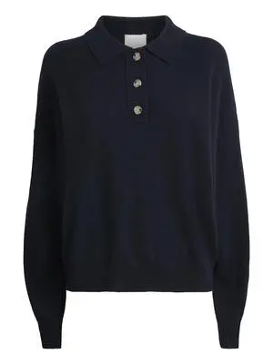 ALLUDE Cashmere Polo Sweater - Navy
