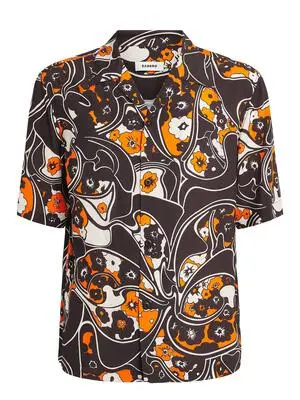 Sandro Short-sleeve Floral Shirt - Brown