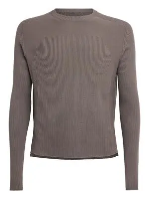 Rick Owens Virgin Wool Ribbed Geo Top - Brown