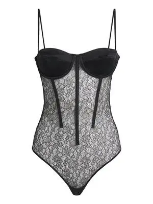 Kiki De Montparnasse Lace Petite Fleur Bodysuit - Black