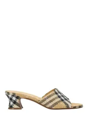 Burberry Embellished Sloane Heeled Mules - Beige