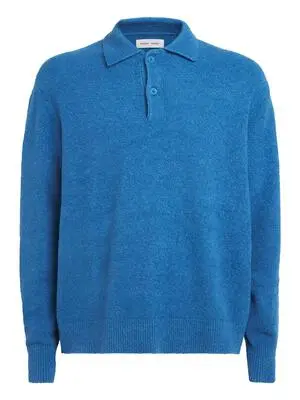 SAMSOE SAMSOE Cotton-blend Polo Sweater - Blue
