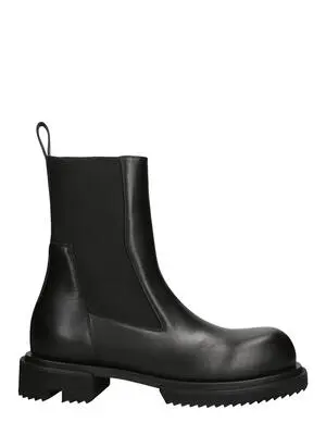 Rick Owens Leather Beatle Gabe Ankle Boots - Black
