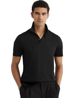 REISS Tello Airwater-cotton Logo Polo Shirt Black