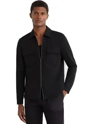 REISS Ascend Technical Zip-through Overshirt - Black