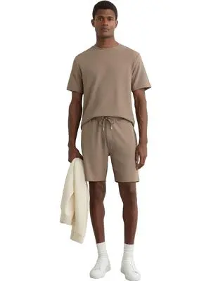 REISS Tavolla Textured Drawstring Shorts - Camel Brown