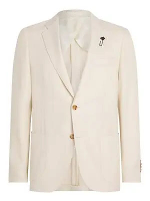 LARDINI Wool-cotton Patch Pocket Blazer - Ivory