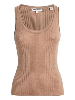 Veronica Beard Merino Wool Birke Tank Top - Brown