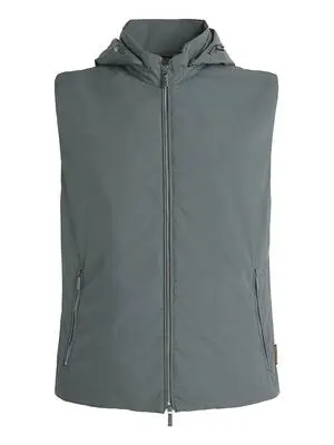 MOORER Luis Hooded Gilet - Blue