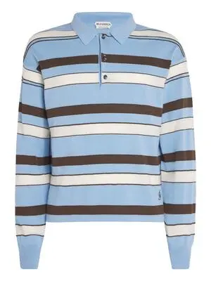 JW Anderson Cotton Rugby Stripe Polo Sweater - Blue