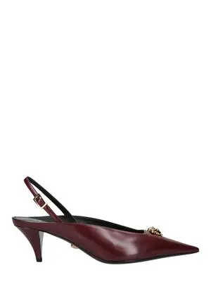 Versace Leather La Medusa Slingback Pumps - Burgundy