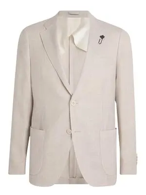 LARDINI Linen-wool Patch Pocket Blazer - Ivory
