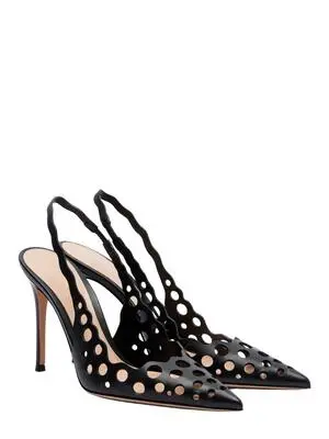 GIANVITO ROSSI 95 Leather Slingback Pumps - Black