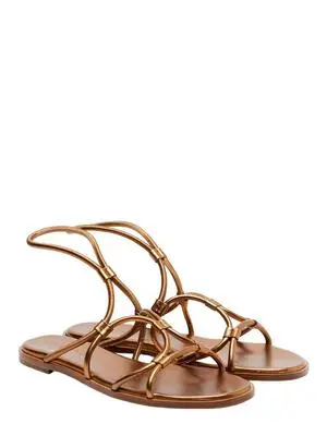 GIANVITO ROSSI Leather Strappy Sandals - Gold
