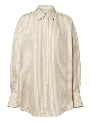 TOTEME Striped Silk Shirt - Beige