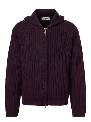 Our Legacy Ribbed-knit Wool Zip-up Hoodie - Purple