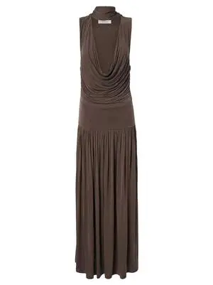 AYA MUSE Alyve Draped Halterneck Maxi Dress - Brown
