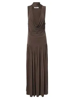AYA MUSE Alyve Draped Halterneck Maxi Dress - Brown