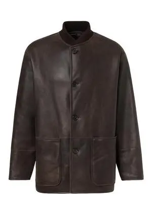 A.PRESSE Shearling-lined Leather Jacket - Black