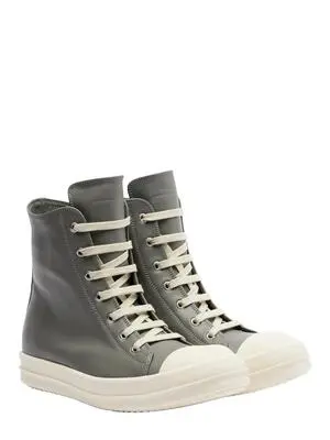 Rick Owens Leather High-top Sneakers - Grey