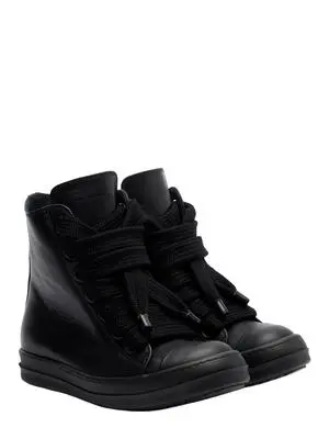 Rick Owens Jumbolace Leather Sneakers - Black