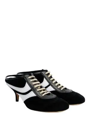 Dries Van Noten 65 Leather-trimmed Suede Mules - Black