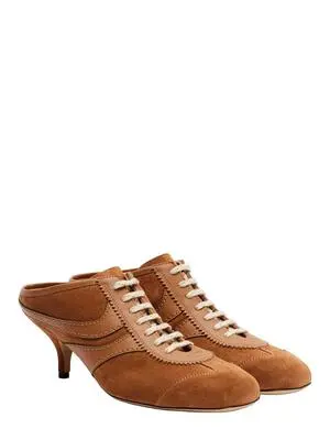 Dries Van Noten 65 Leather-trimmed Suede Mules - Brown