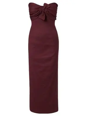 Tove Rahel Linen And Cotton-blend Maxi Dress - Burgundy