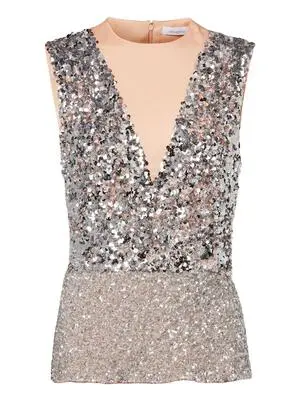 Rabanne Sequined Jersey Top - Silver