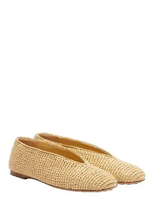 Bottega Veneta Raffia Ballet Flats - Beige