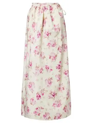 Magda Butrym Floral Silk Midi Dress - Beige